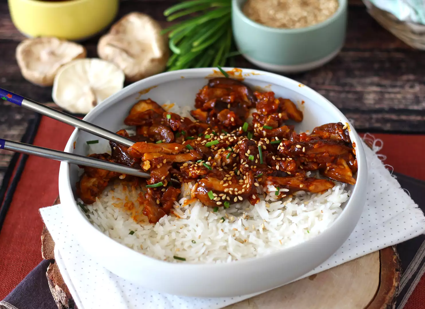 Recept koreai shiitake gomba gochujang mártással